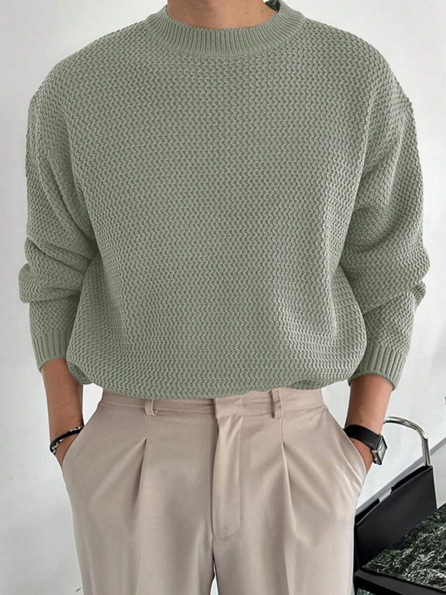 DAZY Men Solid Color Crew Neck Long Sleeve Sweater, Autumn | SHEIN USA