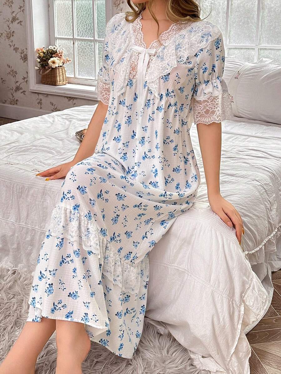 CottageSlumber Vintage French Romantic Floral Women's Nightgown Couple ...