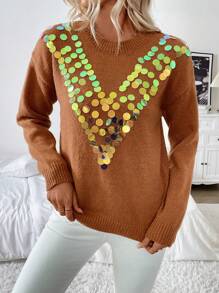 SHEIN LUNE Damen Sweatshirt mit Rundhalsausschnitt, einfarbig, mit ...