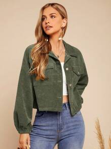 SHEIN LUNE Women's Spring/Autumn Long Sleeve Casual Cargo Pocket Short ...