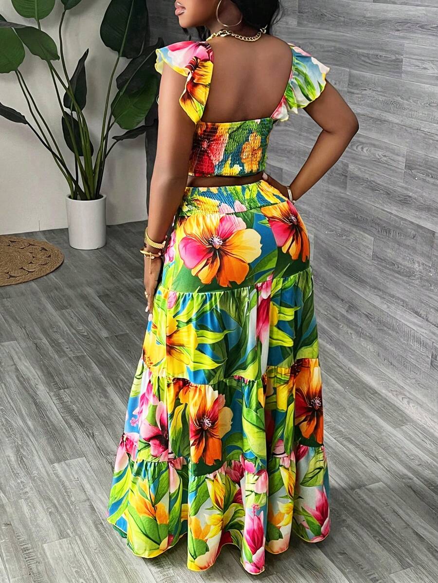 SHEIN Slayr Colorful Floral & Tropical Leaf Print Camisole Top And Long ...