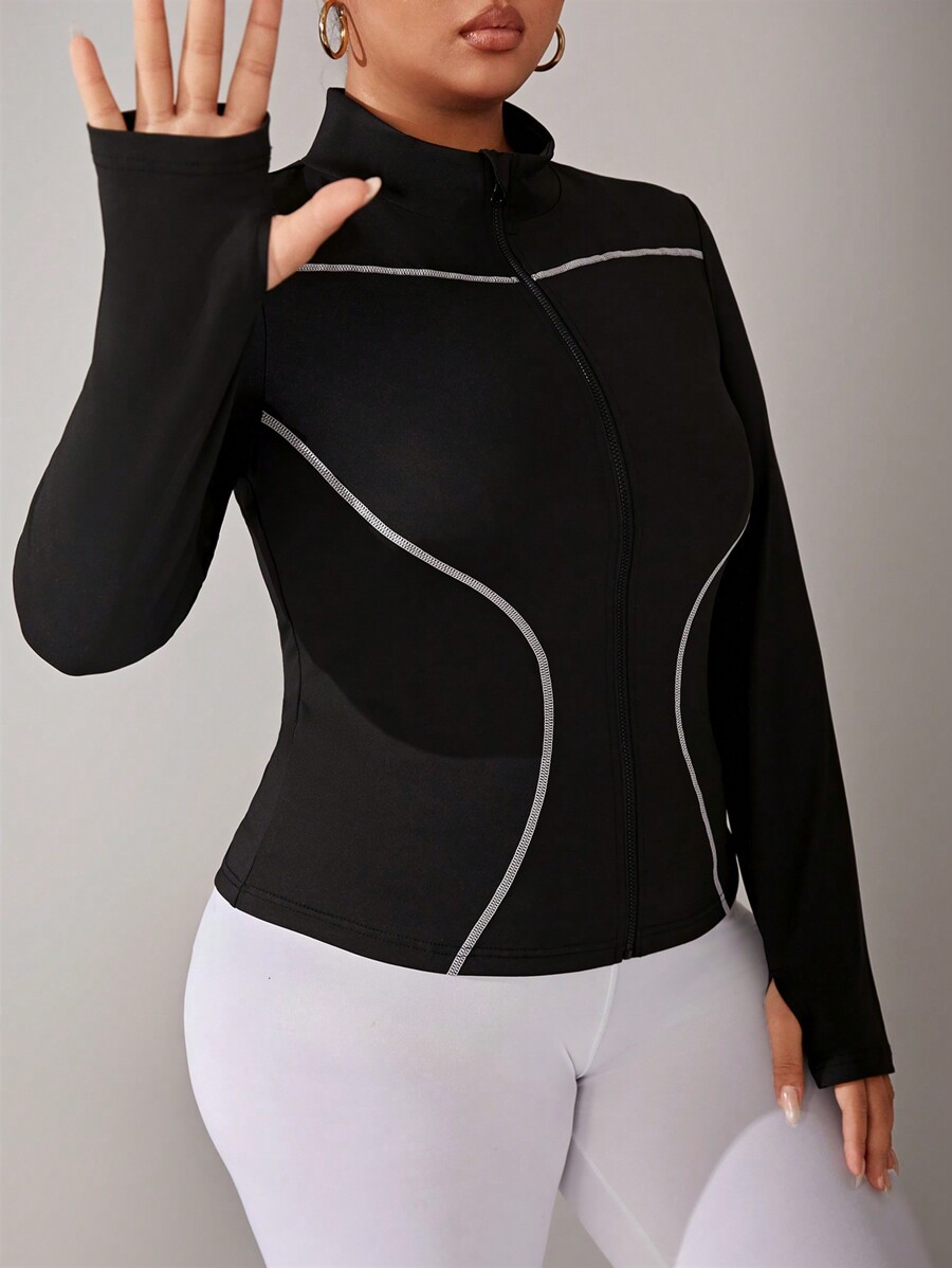 Chaqueta deportiva con cierre, manga larga ajustada, empalmada ...