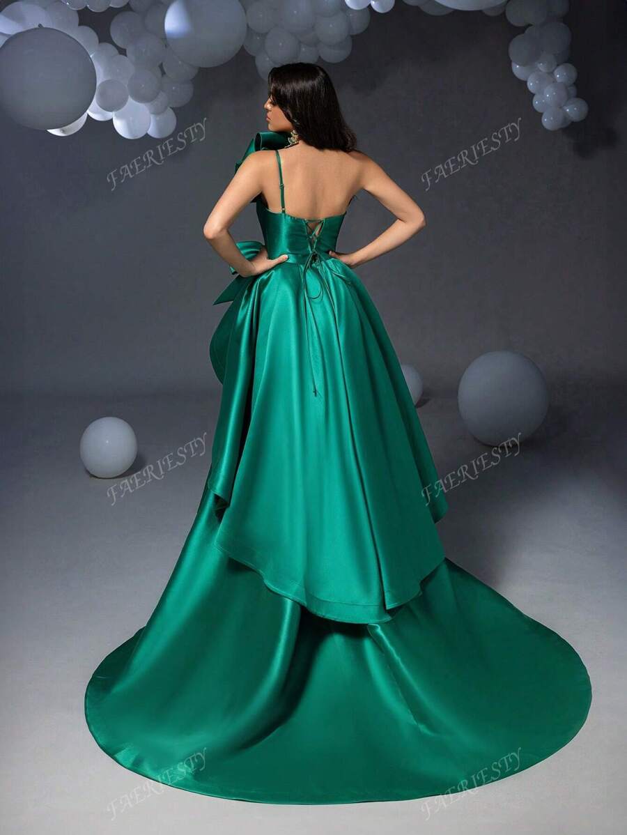 Faeriesty Gorgeous Asymmetrical One Shoulder Satin Prom Dress, Elegant ...