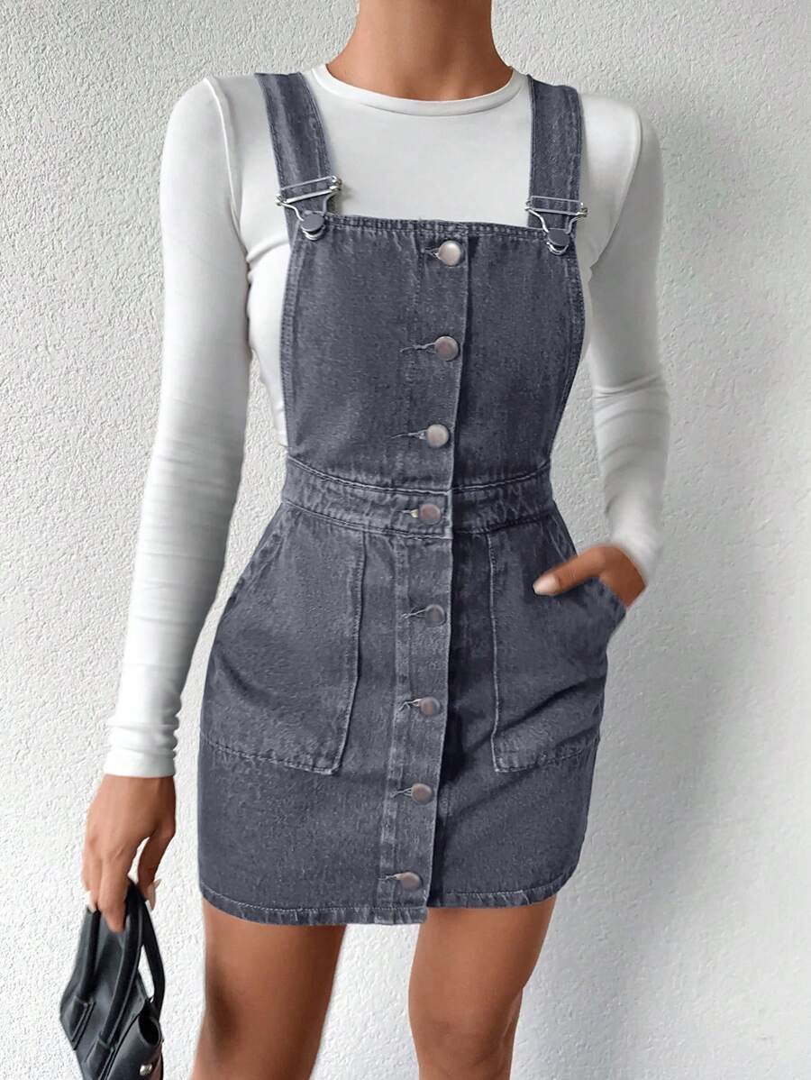 Women's Denim Overalls Dress | SHEIN USA