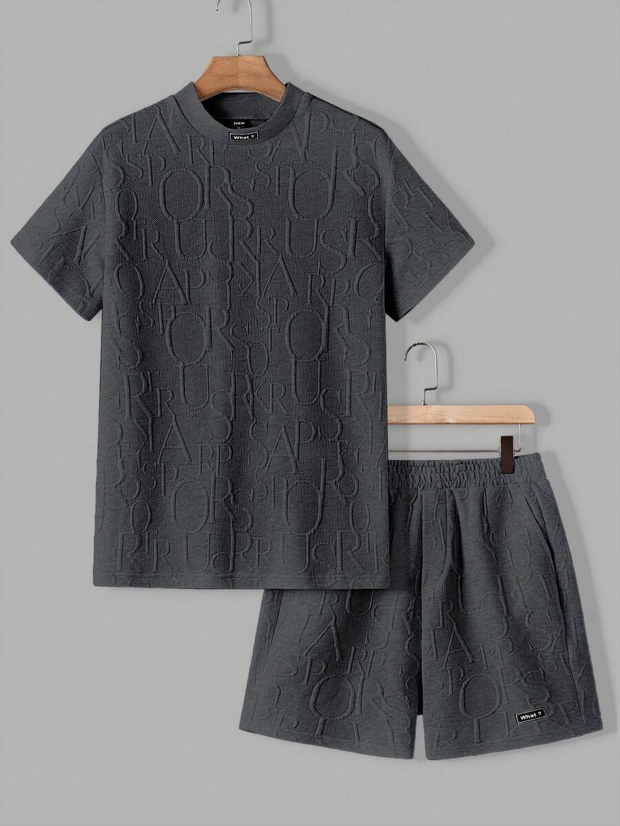 Manfinity ModaGents 2pcs Men's Casual Round Neck Loose Fit T-Shirt And ...