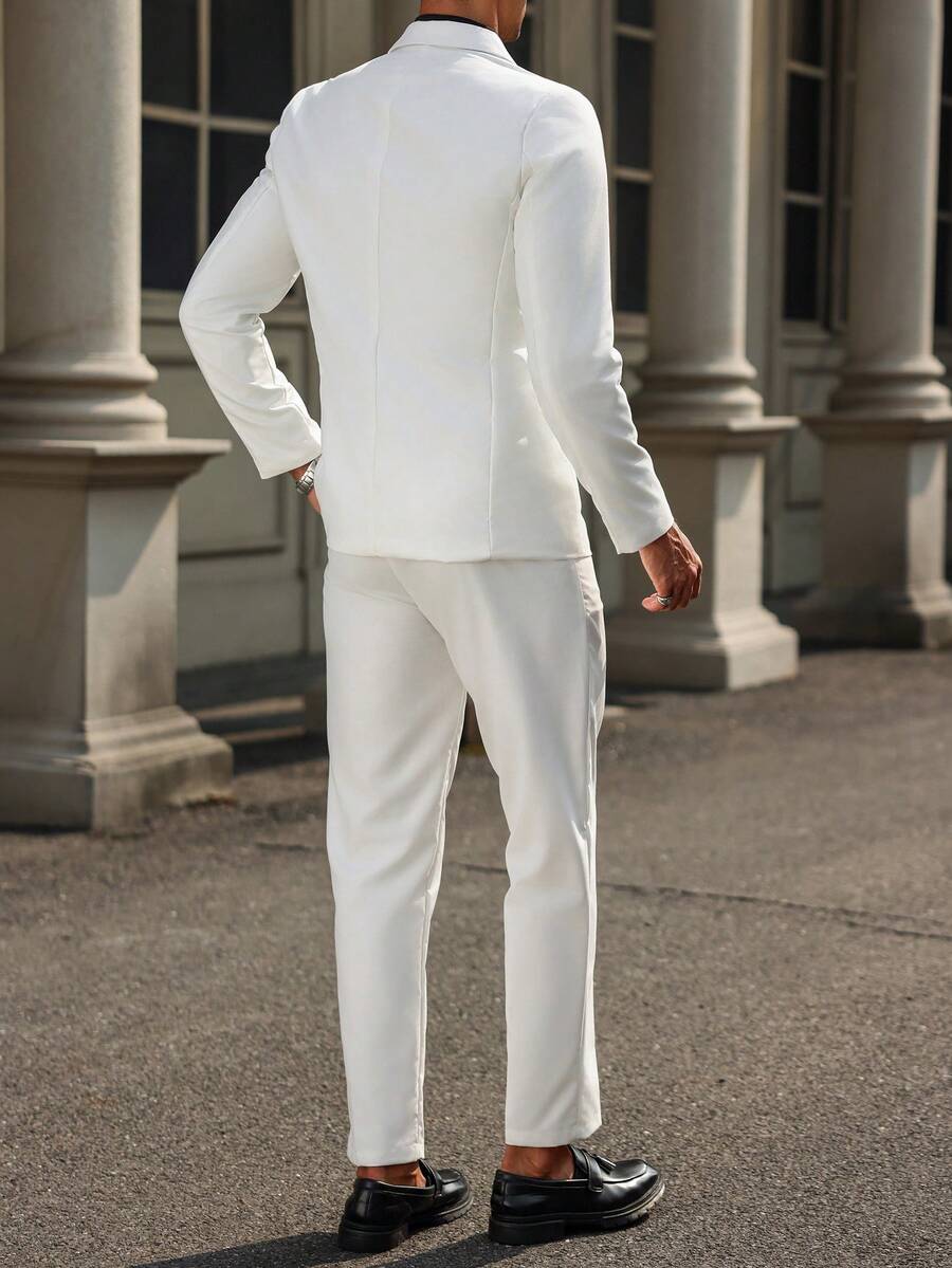 Manfinity Bizformal Men's Fashionable Casual Solid Color Lapel Neck ...