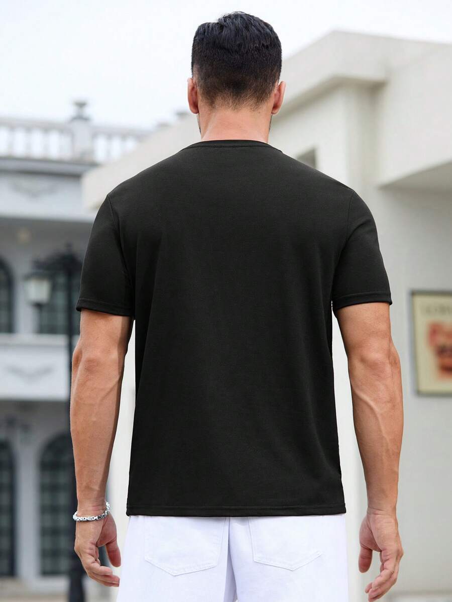 Manfinity Modomio Men's Casual Simple Letter Print Short Sleeve T-Shirt ...
