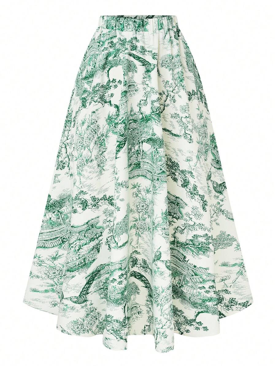SHEIN Clasi Plus Size Elastic Waist All-Over Print Fashion Stylish ...