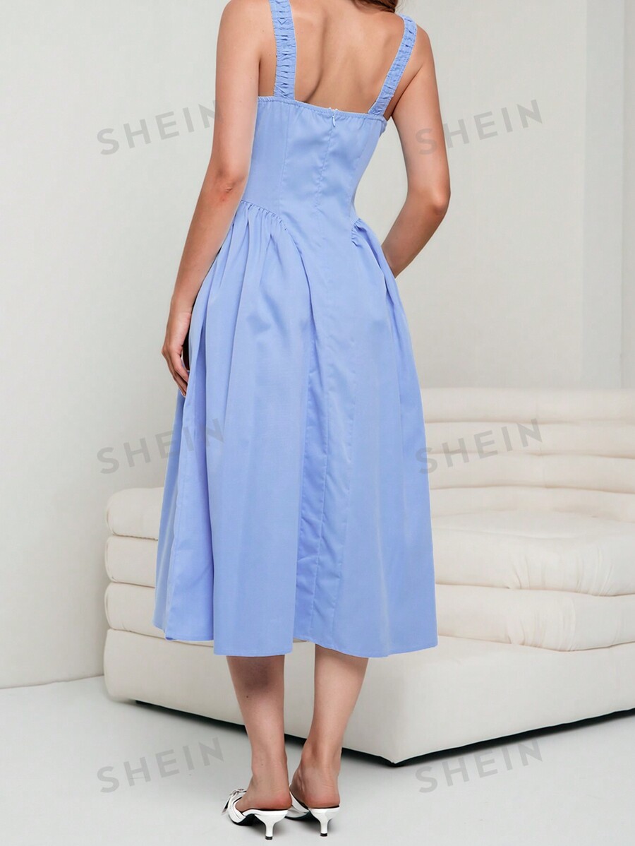 SHEIN Privé Custom-Made High-End Elegant Waist-Defining Square Collar A ...