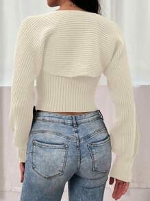 Rafferiza 2pcs/Set Solid Color Tube Top Simplicity Sweater And Long ...