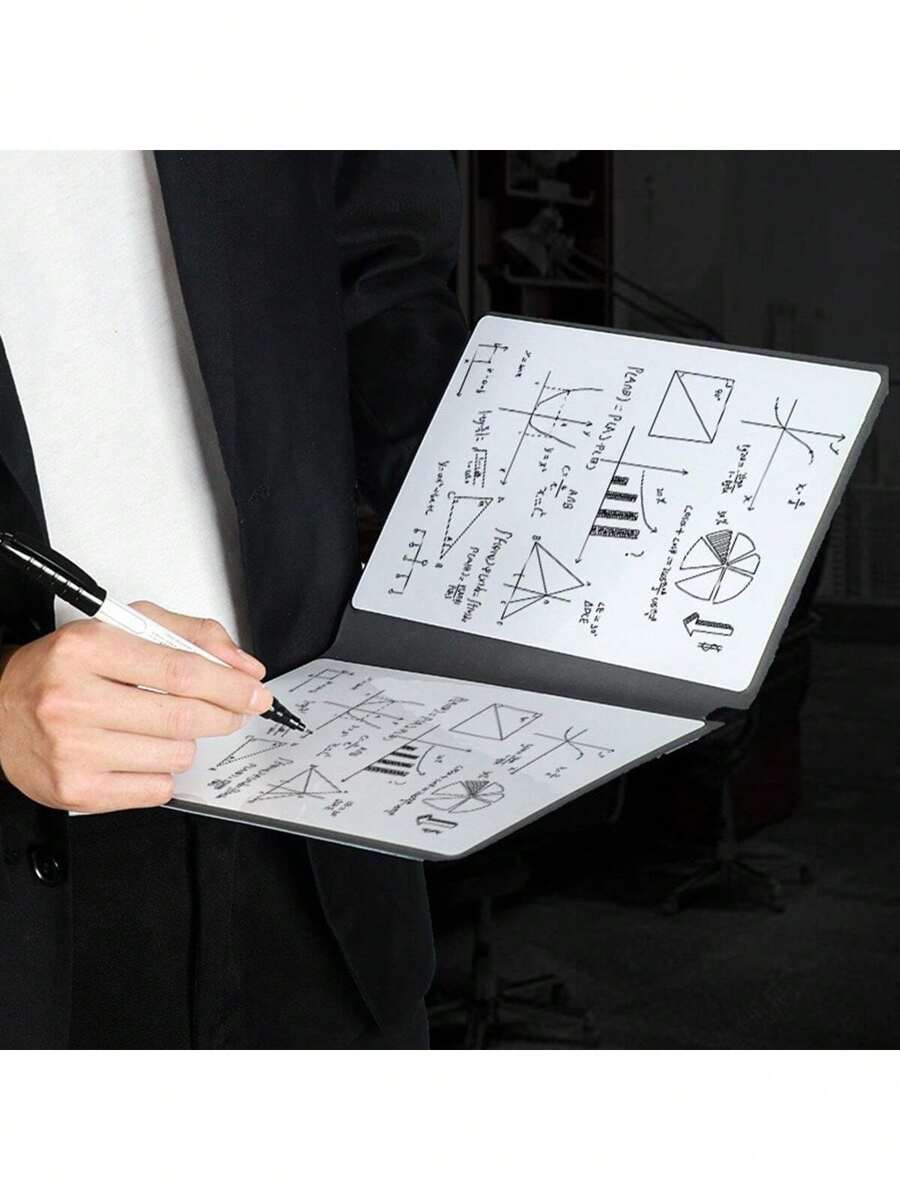 1pc A5 Reusable Whiteboard Notebook Leather Memo Free Whiteboard Pen ...