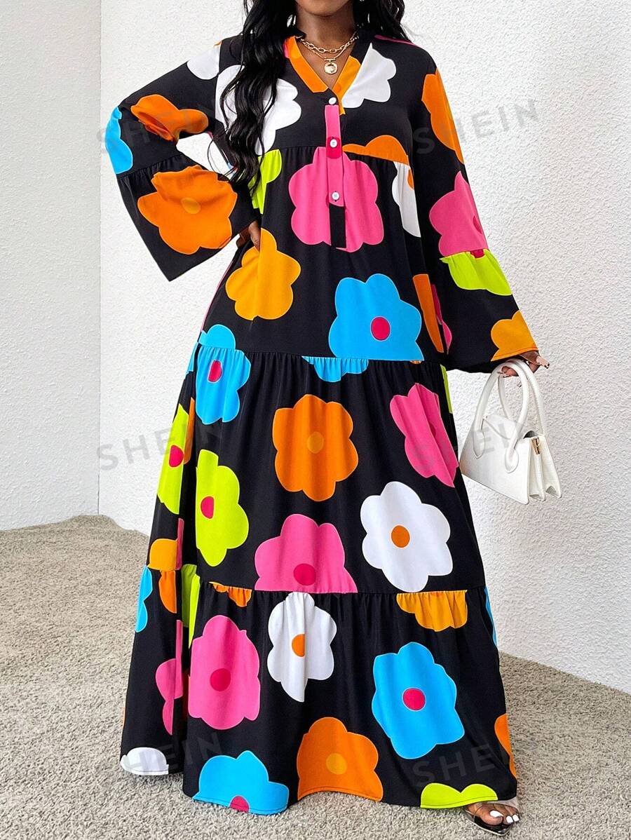 SHEIN Privé Robe longue ample, confortable et polyvalente avec col ...