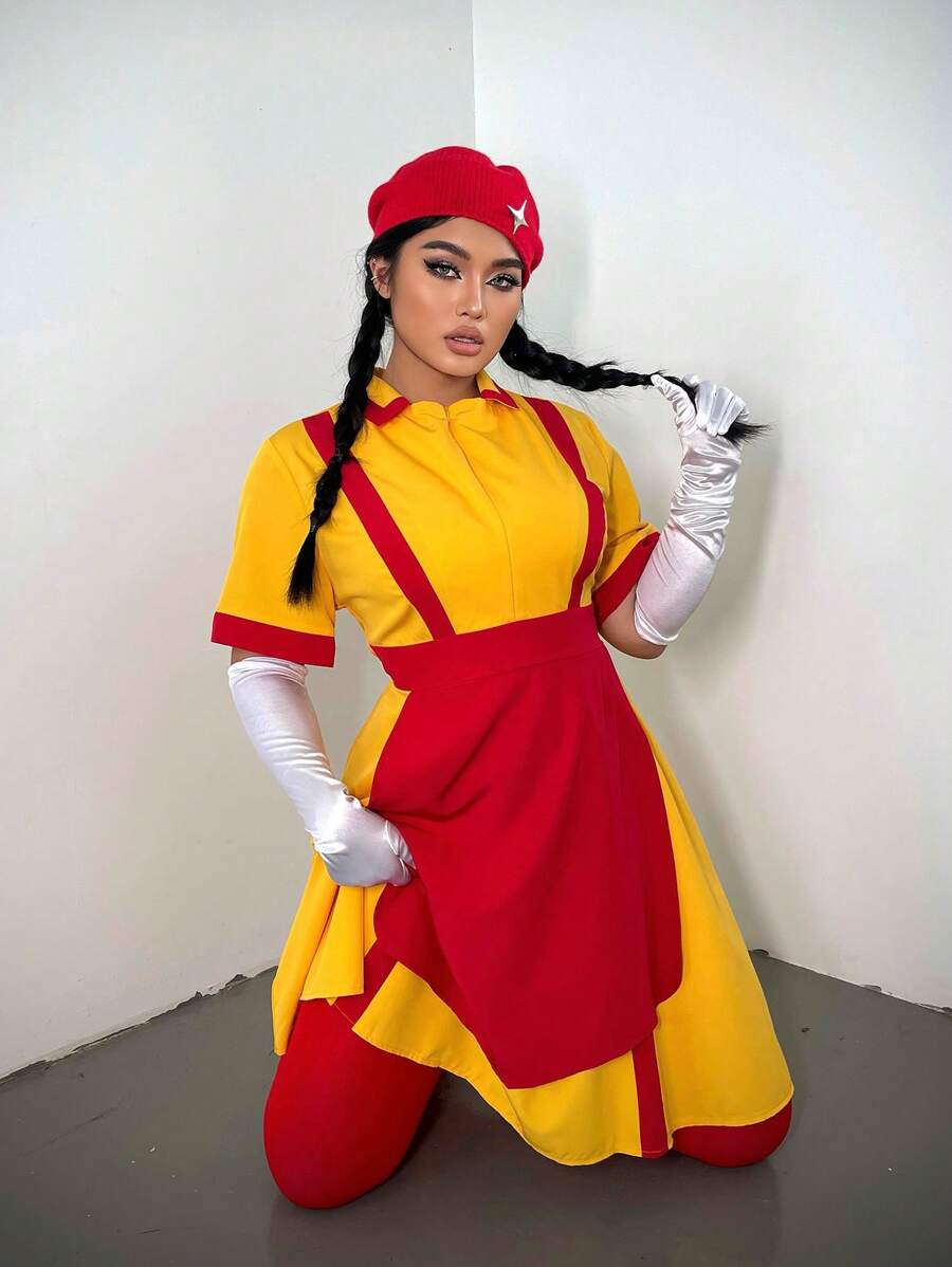 SHEIN ICON Plus Size Halloween Cosplay Bar Uniform Performance Dress ...