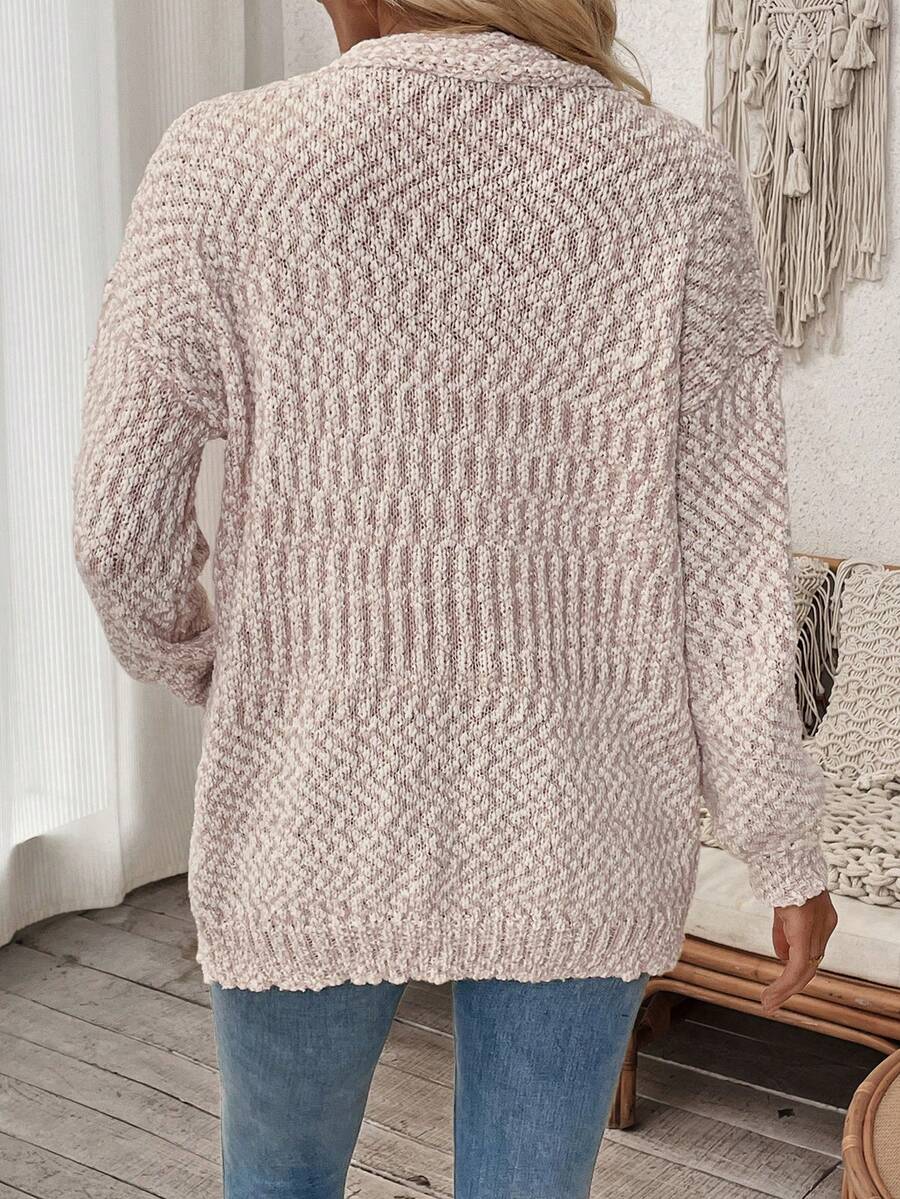 SHEIN Relaxiva Cardigã de Manga Longa com Botões e Bolsos, Cor Sólida ...