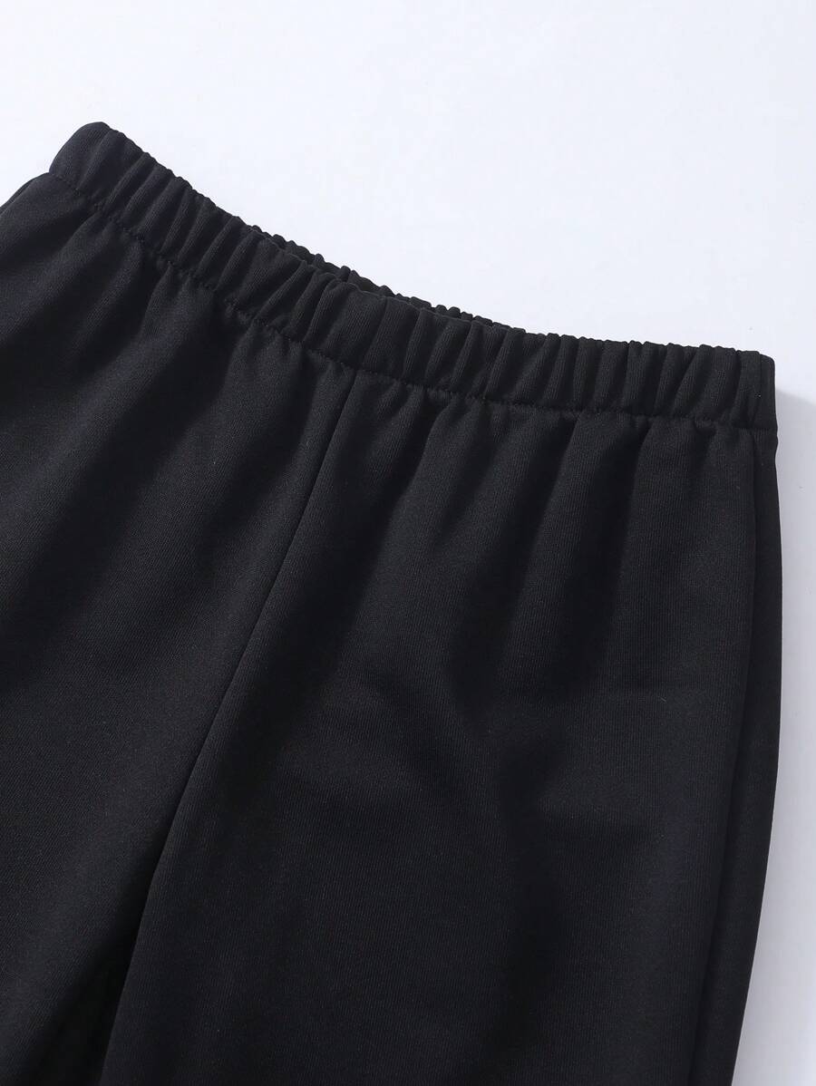 SHEIN Tween Girls Dark Gothic Rhinestone Flame Pattern Flared ...