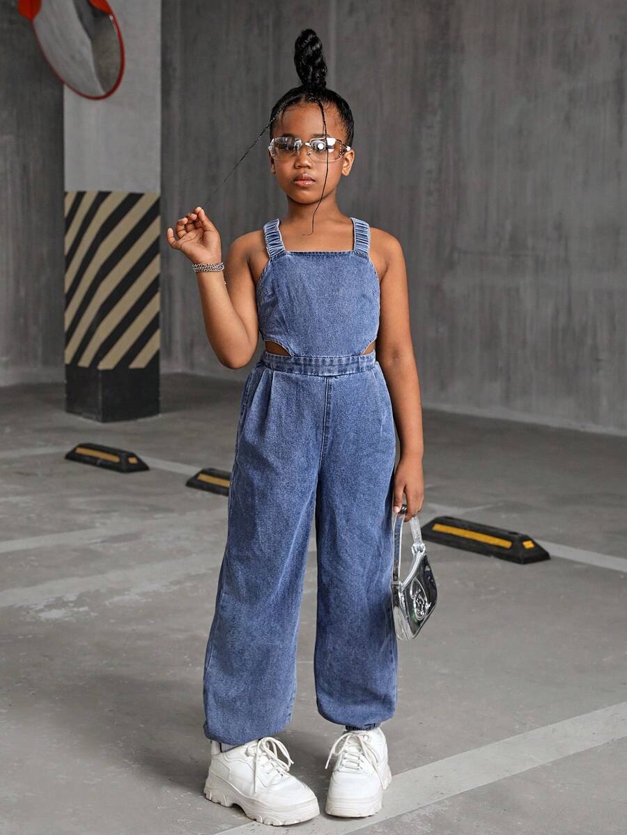 SHEIN SLAYR Tween Girl Tween Girl Cool & Street-Style Stonewashed ...