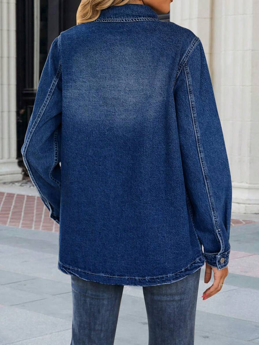 Women's Oversized Loose Denim Jacket With Big Pockets | SHEIN USA