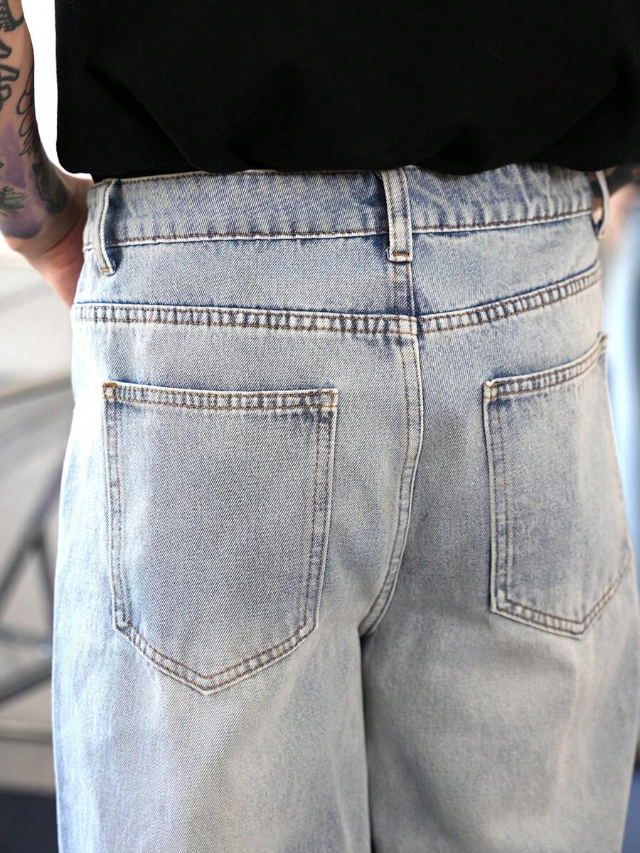 Manfinity Hypemode Men's Light Blue Acid Washed Baggy Jeans for Sale ...