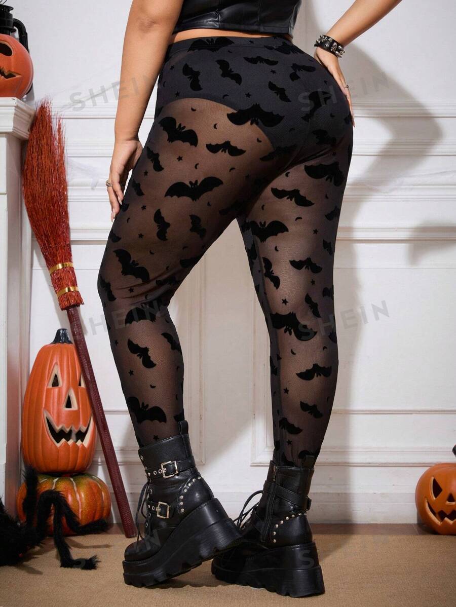 SHEIN CURVE+ Curve Plus Size Sheer Leggings For Halloween Costume, Winter/Fall for Sale ...