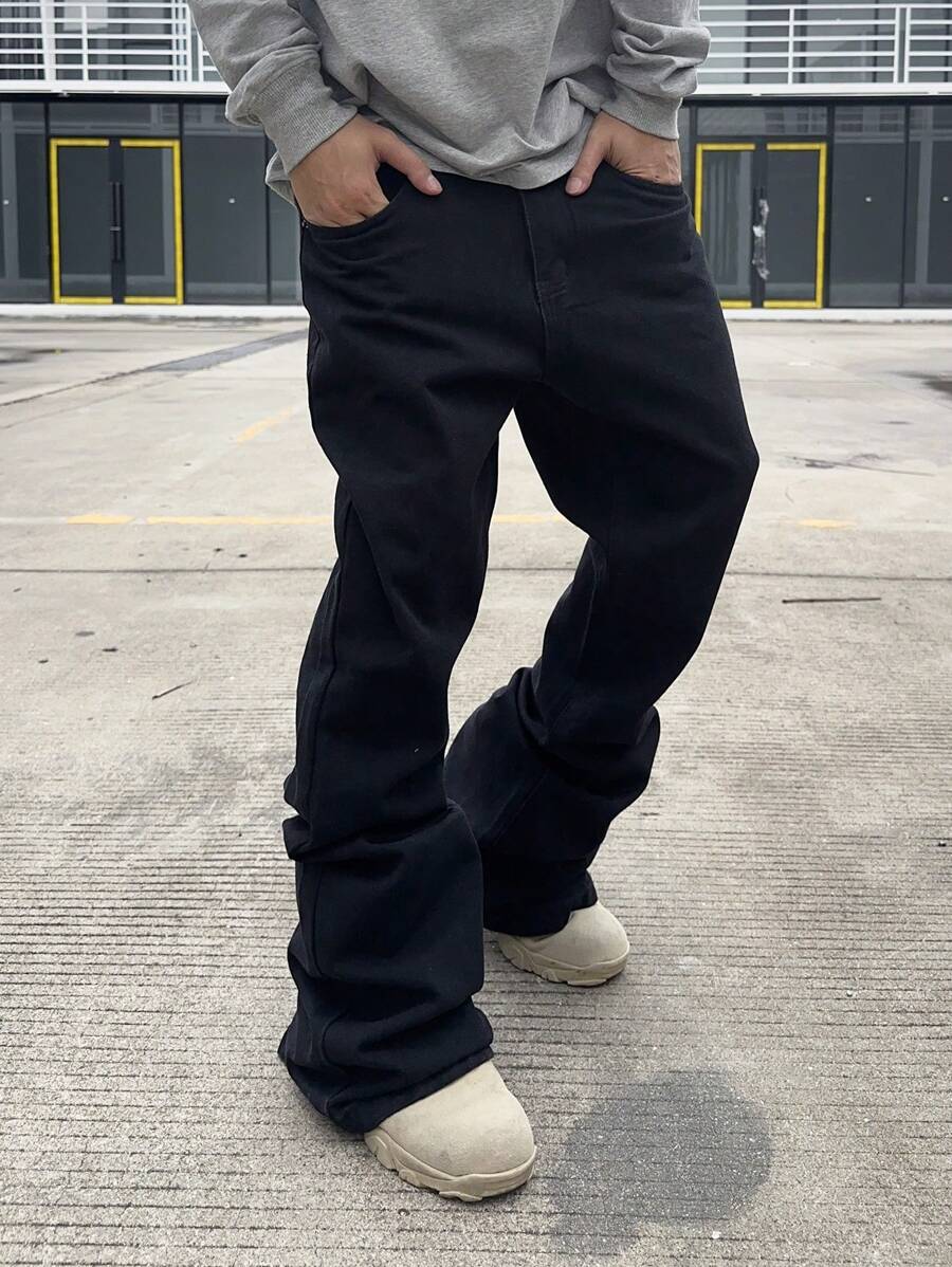 Manfinity EMRG Men's Casual Flared Pocket Denim Jeans, Plain Slim Fit ...