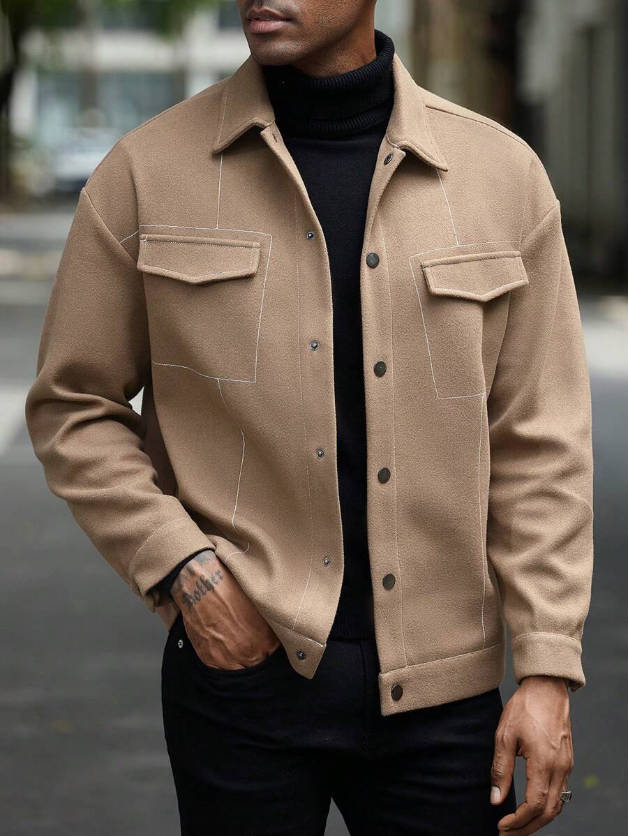 Manfinity Homme Chaqueta casual de hombre con línea de color ...