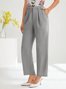 SHEIN Clasi Damen einfarbige plissierte gerade geschnittene ...