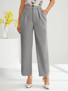 SHEIN Clasi Damen einfarbige plissierte gerade geschnittene ...