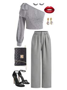 SHEIN Clasi Damen einfarbige plissierte gerade geschnittene ...