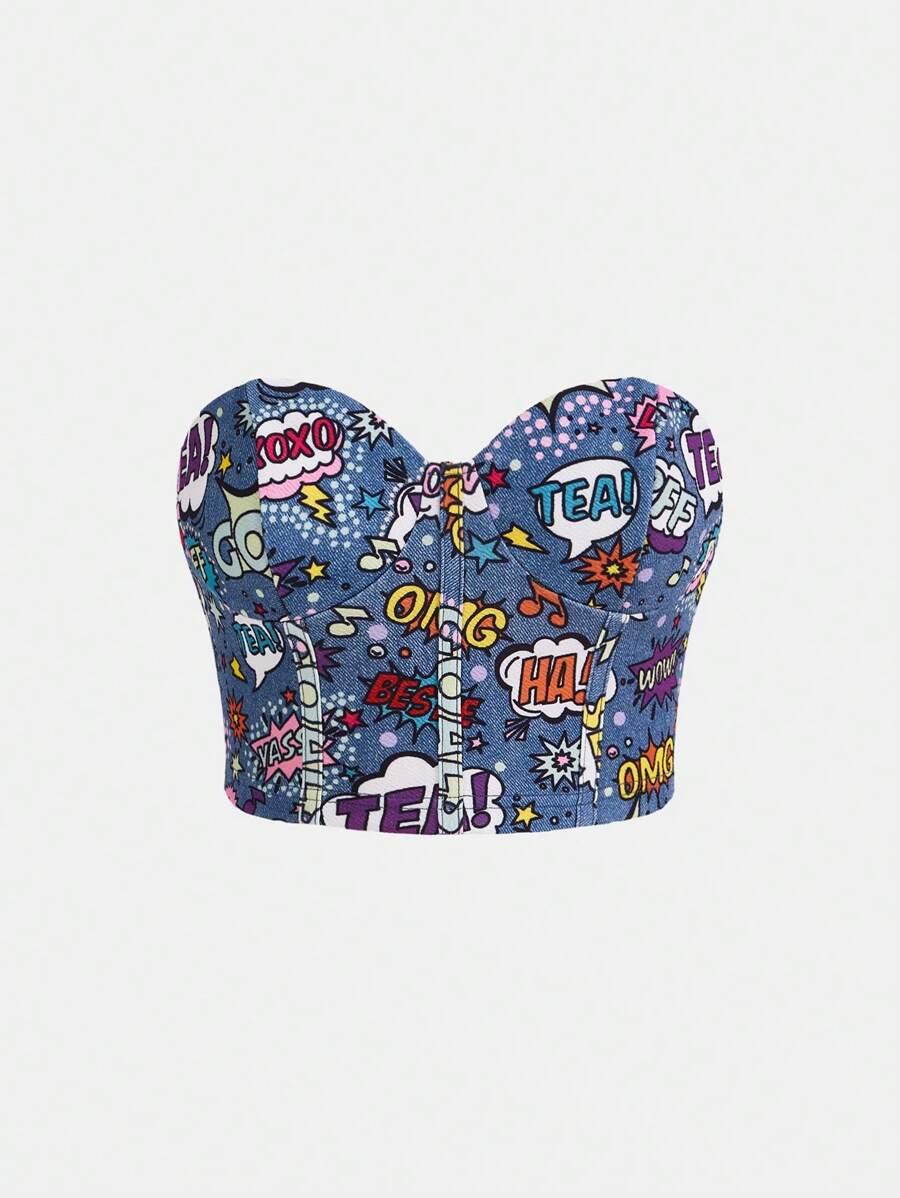 CourtneyGrabenShop Artist Y2K Letter Graphic Tube Top, For Summer ...