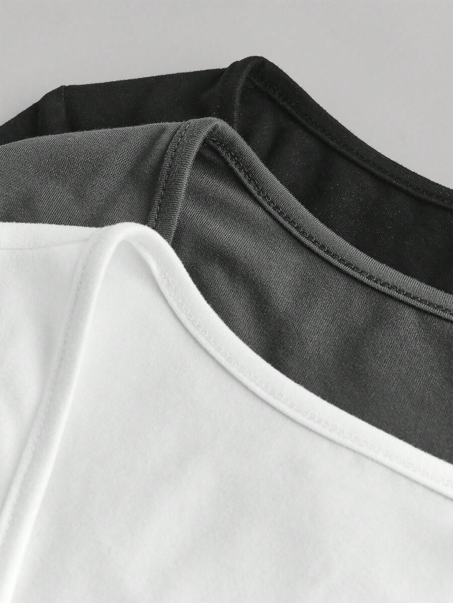 SHEIN 3pcs/Set Teen Girl Knit Solid Crew Neck Form-Fitting Casual Short Sleeve Jumpsuit | SHEIN USA