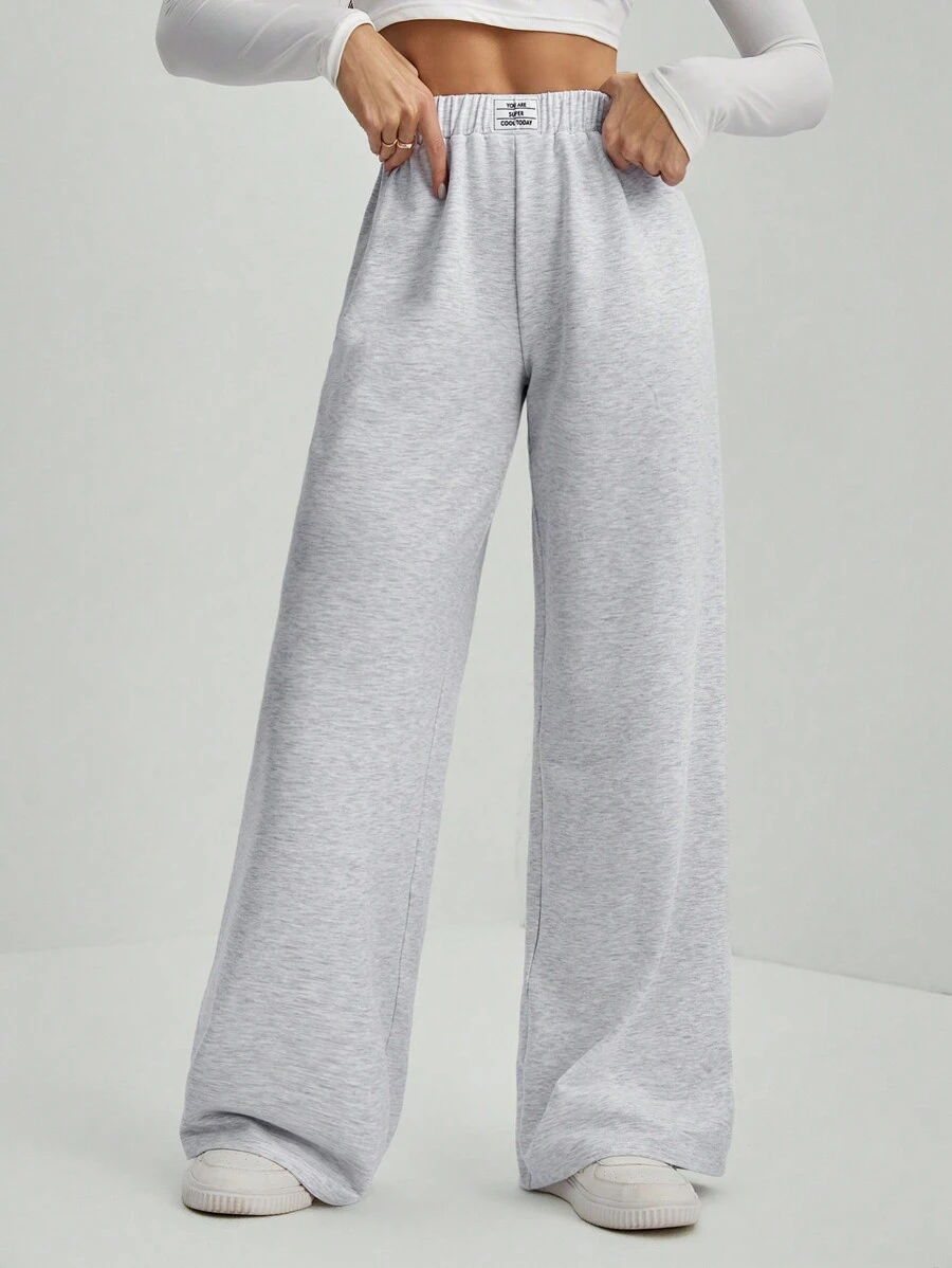 SHEIN Tall Women's Leisure Patch Detail Wide-Legged Cropped Baggy ...