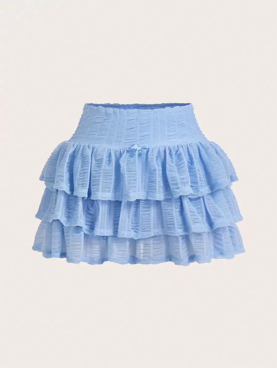 Sweetina Minifalda de unicolor con lazo estilo Y2K para verano, ropa ...