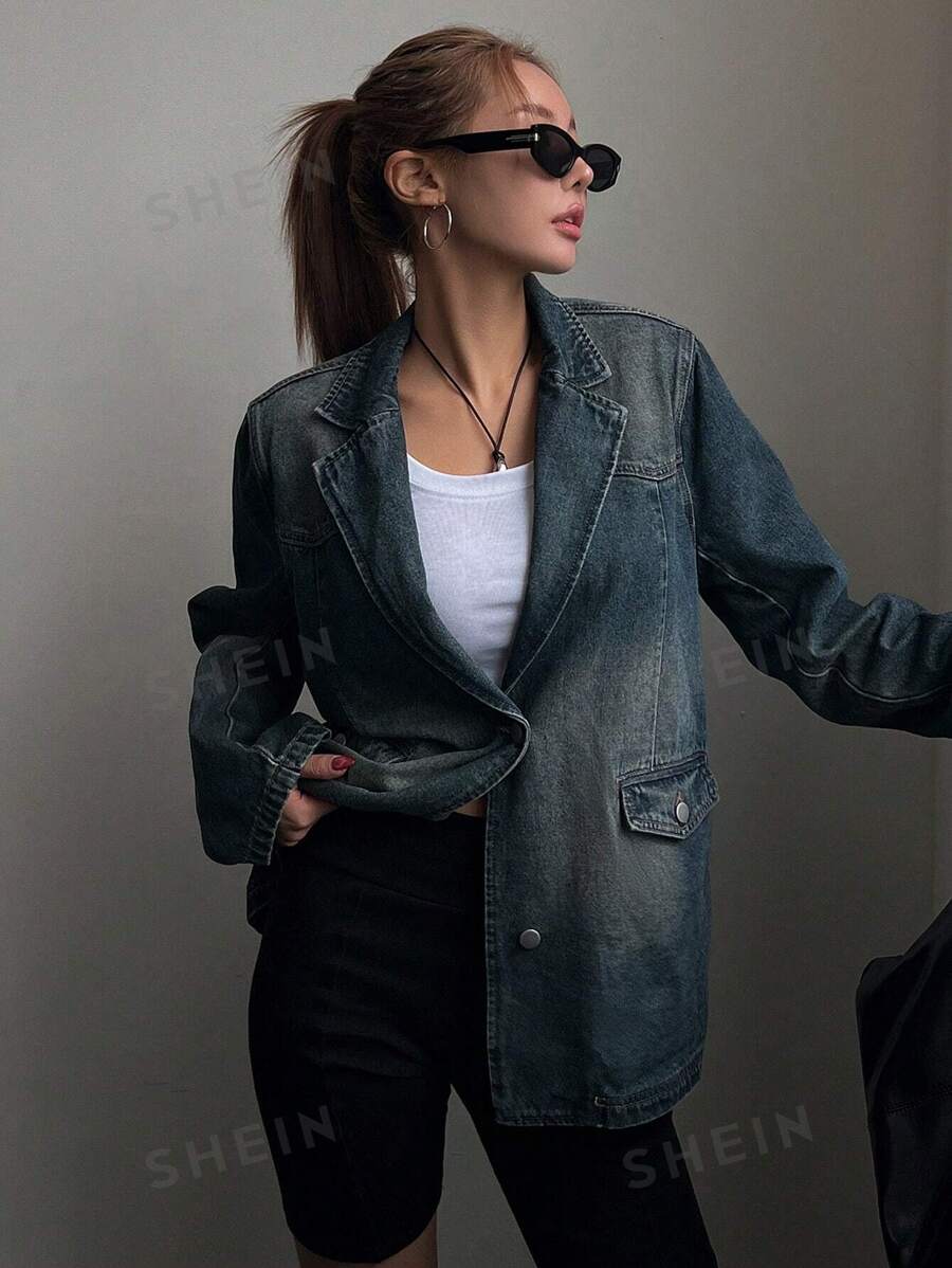 DAZY Conjunto de chaqueta vaquera y blazer en degradado para mujer ...