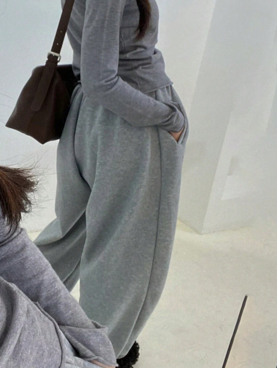 INAWLY Plus Size Front Tie-Up Pocket Simple Sweatpants, Casual Everyday ...