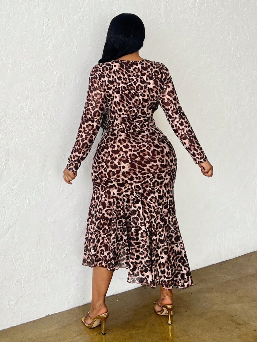 Slaydiva Plus Size Sexy Elegant Women Curve Fitting Sheer Mesh Contrast ...