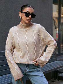 EURMUSE Pullover mit Kabel Muster und Bouclé Garn | aktuelle Trends ...