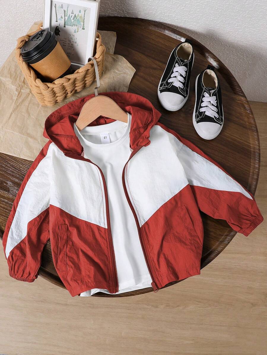 SHEIN Genkimix Kids 1pc Young Boy Simple Sporty Windbreaker Jacket ...
