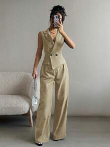 SHEIN Frenchy Two Piece Fall Outfits 2pcs/Set Women Solid Color ...