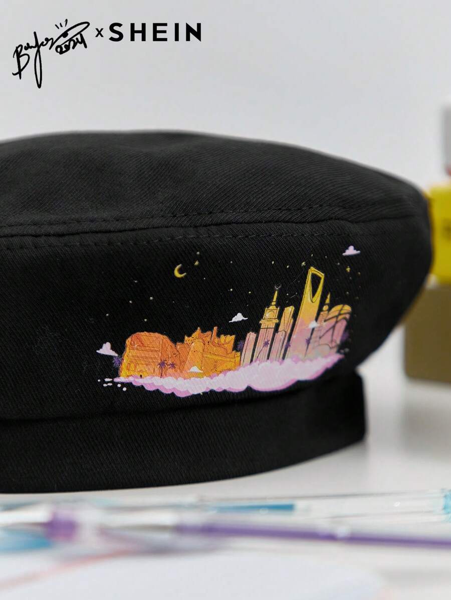 SHEIN 1 Peça boina ilustrativa básica e fofa em colaboração, com ...