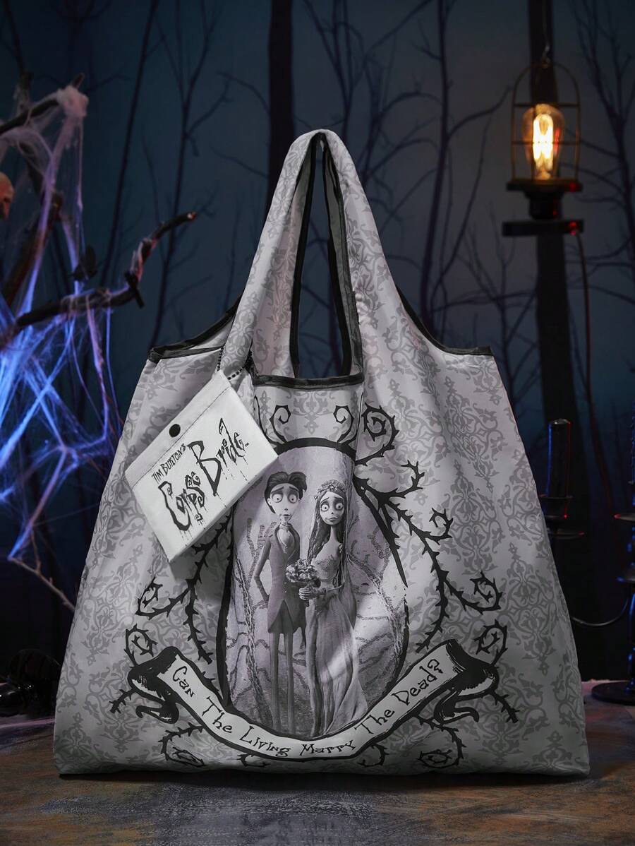 Corpse Bride X SHEIN Reusable Foldable RPET Letter Graphic Shopping Bag ...