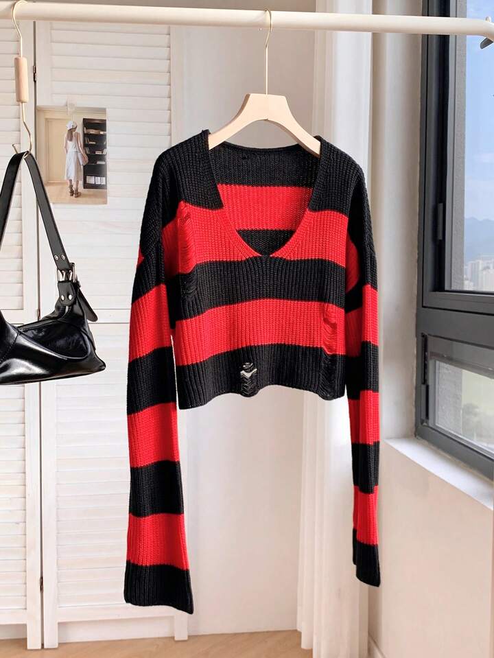 Sueter Listrado Vermelho E Preto Suéter Listrado Preto E Vermelho