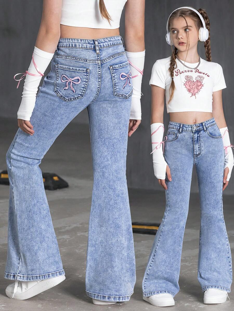 SHEIN Explorewe Tween Girl Casual Simplistic Cute Sweet Elegant Pocket ...