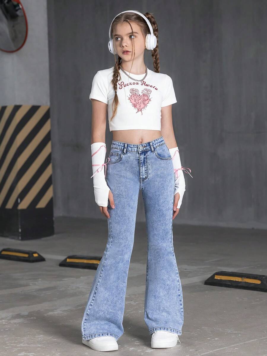 SHEIN Streecool Kids Tween Girl Casual Simplistic Cute Sweet Elegant ...