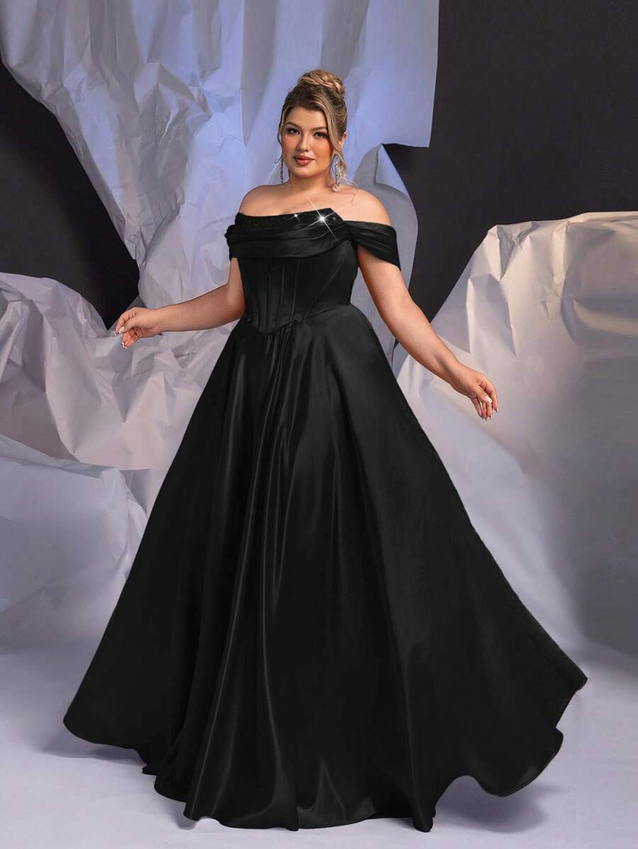 Glamrae Plus Size Elegant High-End Luxurious Sequined Satin Patchwork ...