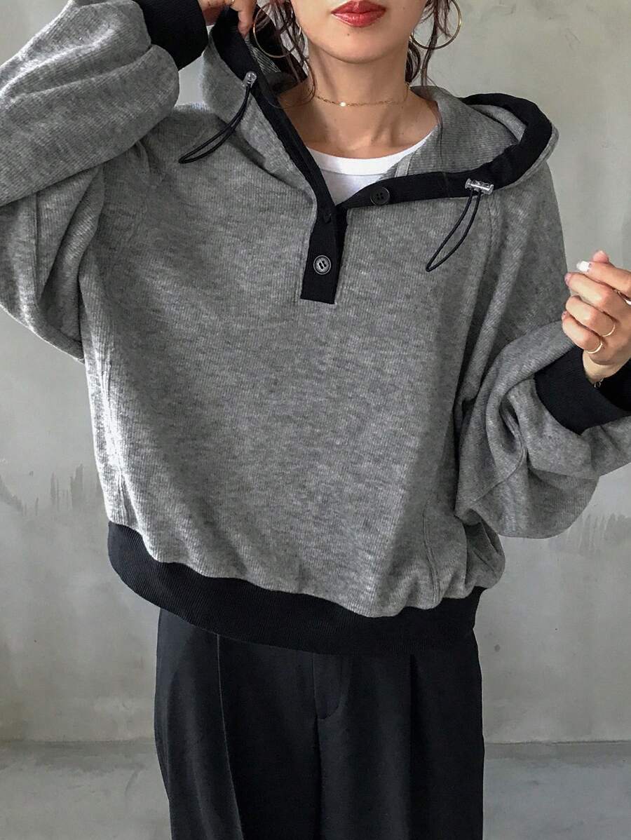 FRIFUL Women's Autumn Winter Contrast Color Drop Shoulder Long Sleeve ...
