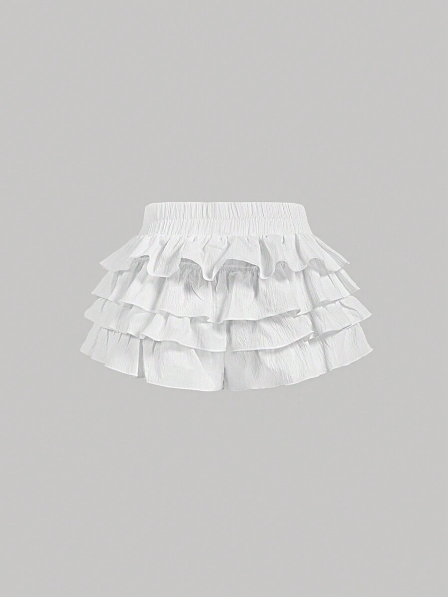 SHEIN MOD White Vintage Cute Tiered Hem Bubble Skort, Pageant Dress ...
