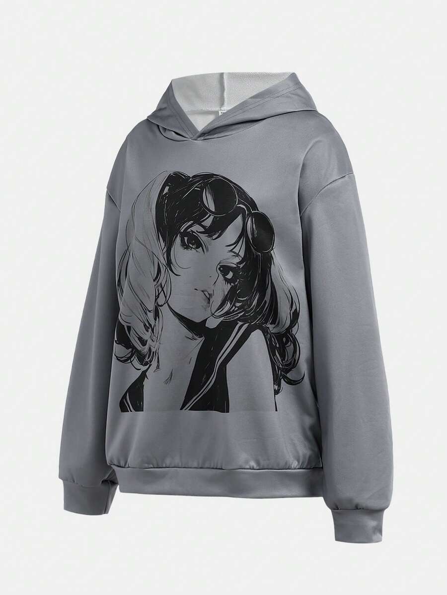 SHEIN 2pcs/Set Teen Girls Anime Girl Graphic Hoodie And Sweatpants ...