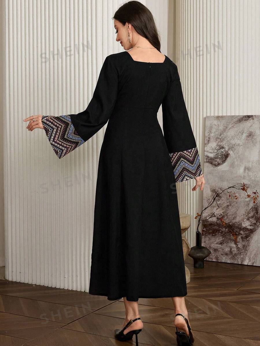 SHEIN Najma Vestido maxi tradicional turco de mujer, vestido maxi modesto y elegante de línea A ...