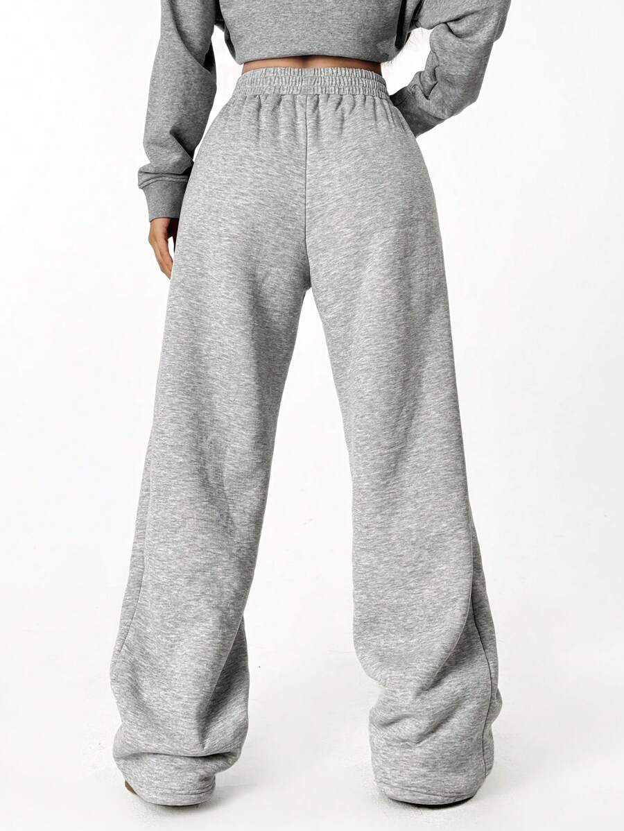 SHEIN EZwear Women's Solid Color Elastic Waist Loose Fit Thermal Lined ...