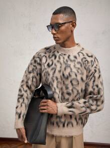 AKNOTIC Business Casual Men's Loose Fit Casual Leopard Print Graphic ...